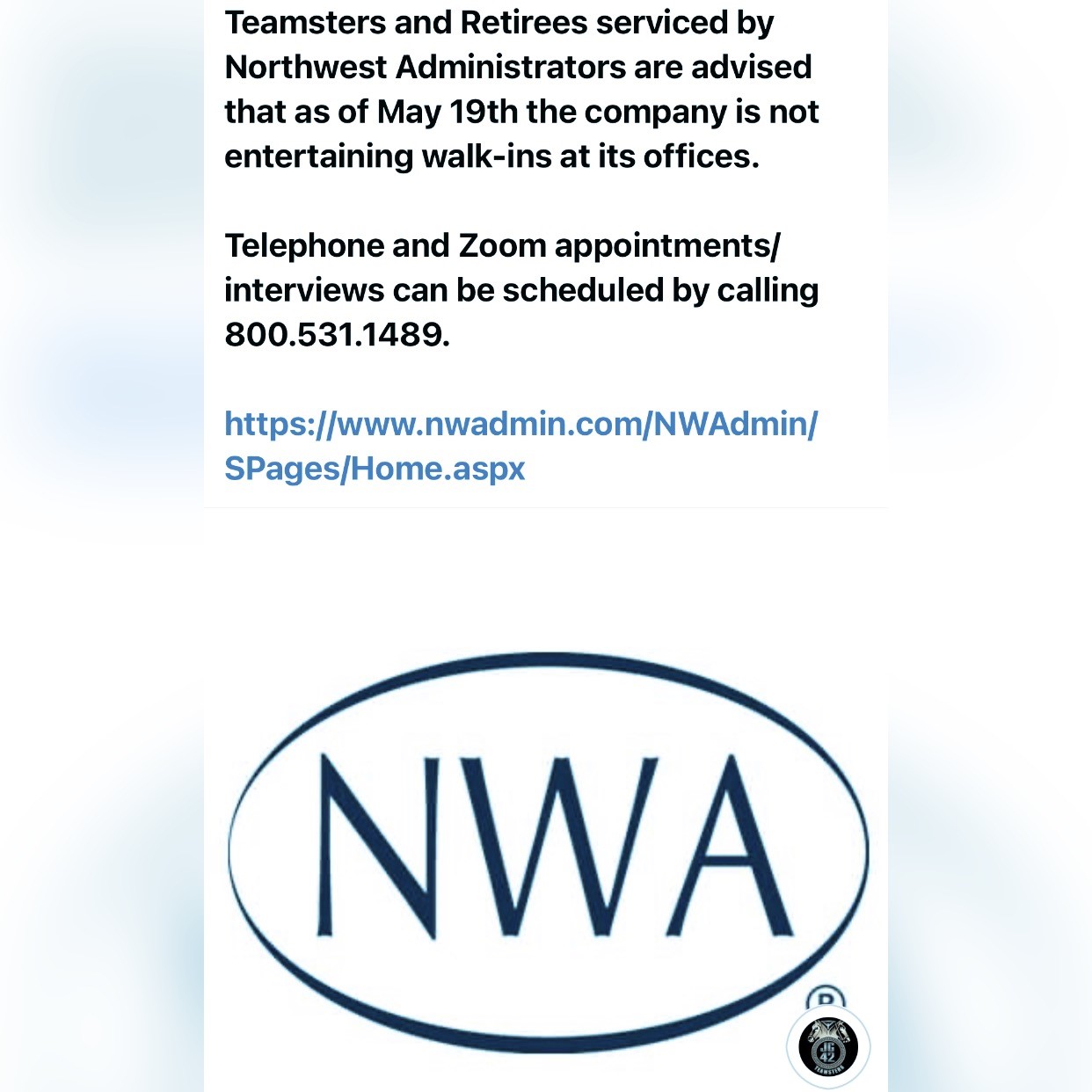 Northwest Administrators- Attn: Teamsters & Retirees